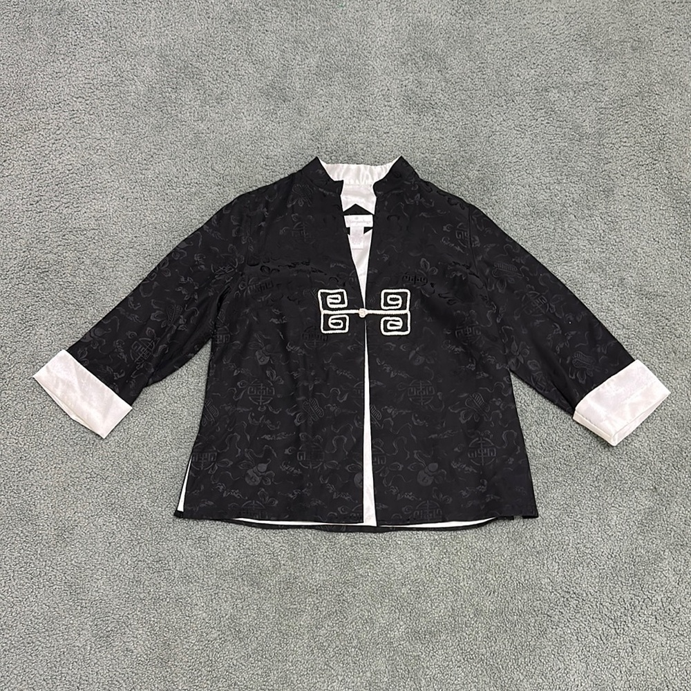 Soft Surroundings Silk Asian Oriental Style Shirt Top - Gem